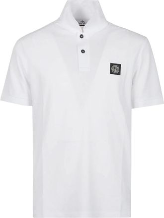 Stone Island Homme, Tops, Blanc, Taille: M Polo Slim Fit &agrave; Manches Courtes