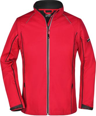 James & Nicholson Damen Softshelljacke mit abzippbaren &Auml;rmeln - Taillierte Funktionsjacke mit TPU-Membran | Farbe: red/black | Gr&ouml;sse: XL