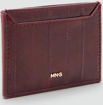 Mango Porte-cartes textur&eacute; bordeaux - Femme - Taille unique - MANGO