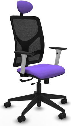 Piqueras y Crespo Einfacher Schreibtischstuhl mit wei&szlig;en und schwarzen Armlehnen, h&ouml;henverstellbarer Lendenwirbelst&uuml;tze und festem Kopfteil, ausgestattet mit Syncro/Tra