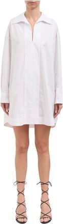Dondup Femme, Robes, Blanc, Taille: 36 FR Abito in Gabardina