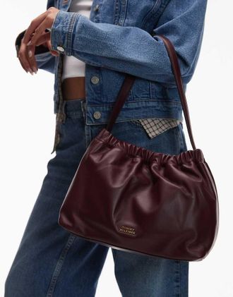 Tommy Hilfiger Sac &agrave; main souple en cuir doux - Bordeaux-Rouge