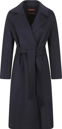 Max Mara Langer Mantel aus Wolle- Kaschmir und Seide - - Coats - Damen - Blau - M