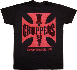 West Coast Choppers WCC T-Shirt Iron Cross Red Logo schwarz-XXXL