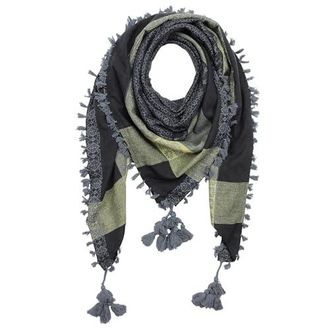 Freak Scene Foulard élégamment détaillé au style Pali - noir - gris - 120 x 120 cm - motif 3 - Shemagh - foulard Arafat palestinien - keffieh en coton