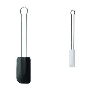 Rösle Teigschaber, Hochwertiger Teigspachtel als Back- und Kochhelfer, schwarz, 26 cm, Edelstahl 18/10 & Teigschaber, weiß, 26 cm, schmal, Edelstahl 18/10, 