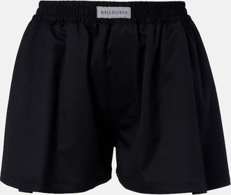 Balenciaga Short en laine m&eacute;lang&eacute;e &agrave; logo