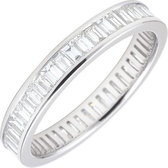 Edenly Trauring Weißgold Pavé - Kanalfassung - 1.22 Karat - Baguettediamanten - Komplette Umdrehung