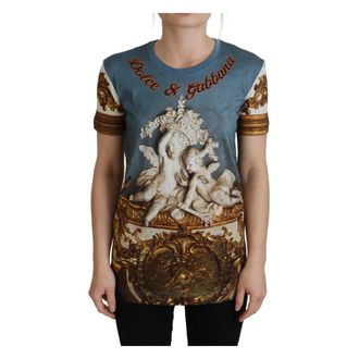 Dolce & Gabbana Femme, Tops, Multicolore, Taille: 32 FR T-shirt en jersey &agrave; manches courtes avec logo imprim&eacute;