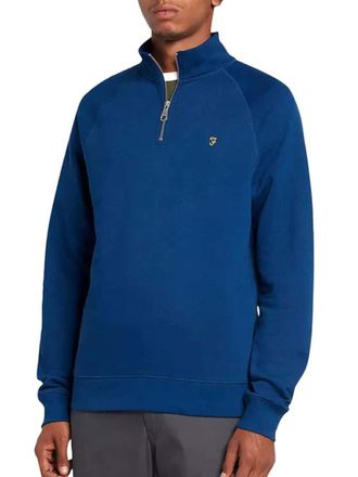 Farah Herren Jim 1/4 Zip Sweatshirt, Blaue Pfingstrose, L