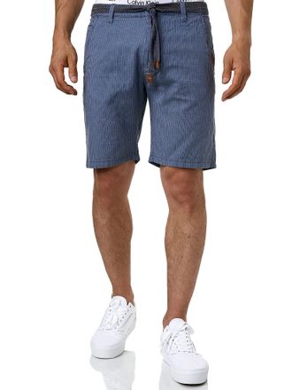 Indicode Herren Enford Shorts aus Baumwolle & Leinen | Bermuda Herrenshorts f&uuml;r M&auml;nner China Blue, XL