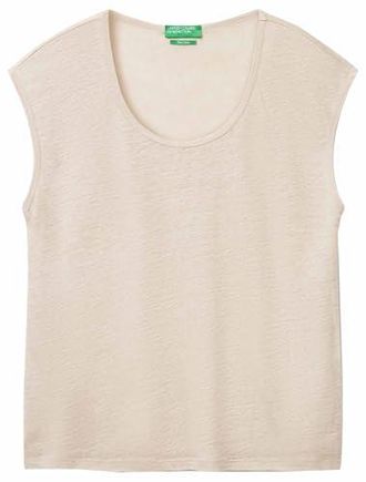 Benetton T- Shirt 37uje16b1, Beige, Medium Femmes