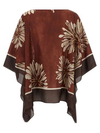 Brunello Cucinelli Floral-Print Silk Twill Tunic - Burgundy