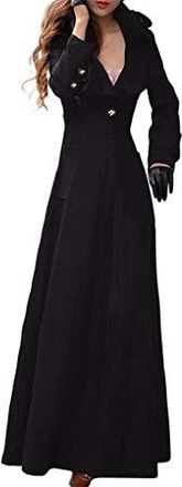 FNKDOR Manteau dhiver pour Femmes Automne Hiver Vintage Punk Gothique Noble Manteau Mince Trench Veste Longue Parka Outwear(Noir,L=FR(36))