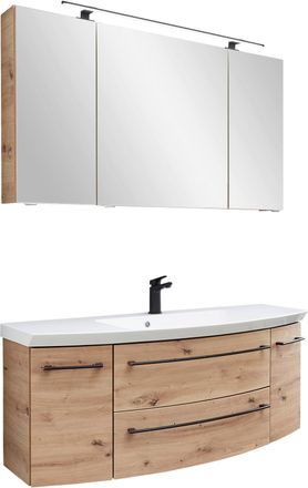 Sadena Badezimmer, Eiche, Holzwerkstoff, 2 Schubladen, 121 cm, Made in Germany, h&auml;ngend, Badezimmer, Badm&ouml;belsets & Badm&ouml;belserien, Badm&ouml;bel-Sets