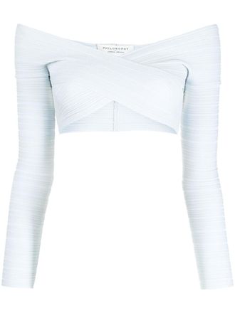 Philosophy di Lorenzo Serafini Schulterfreies Cropped-Oberteil - Blau