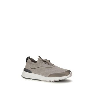 Brunello Cucinelli Techno Cotton Knit Sneaker - Taupe