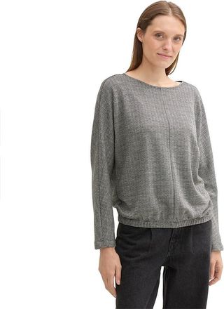 Tom Tailor Tom Tailor Damen Loose Fit Sweatshirt mit Fledermaus&auml;rmeln, 36595 - Black White Structure, M