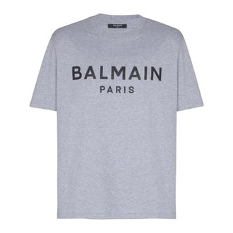 Balmain Homme, Tops, Gris, Taille: 3XL T-shirt Imprim&eacute; en Coton