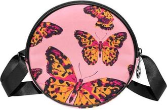 Generic Petit sac &agrave; bandouli&egrave;re circulaire pour femme, petit sac &agrave; bandouli&egrave;re avec fermeture &eacute;clair, bretelles r&eacute;glables, sac &agrave; main rond d&eacute;contract&eacute; pour fe