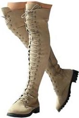 Generic Bottes hautes molles à bout pointu confortables et tendance automne hiver bottes longues pour femme mode et confortable bottes de marche, C kaki., 39.