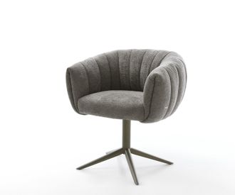 DELIFE Drehstuhl Jada-Flex Boucl&eacute; Soft Schlamm Fu&szlig;kreuz Effektfinish Titan 360&deg; drehbar Wippfunktion Taschenfederkern, Esszimmerst&uuml;hle