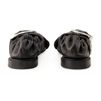 Toga Archives Womens Leather Slip-On With Bow Flat Black Calfskin