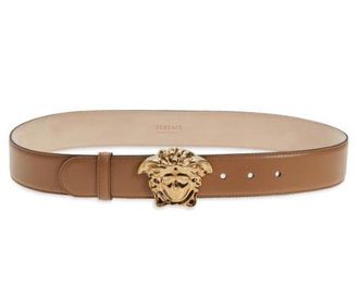 Versace Caramel Medusa Head Palazzo Belt - Size 80