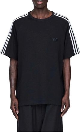 Yohji Yamamoto Homme, Tops, Noir, Taille: S T-shirt manches raglan 3-Stripes