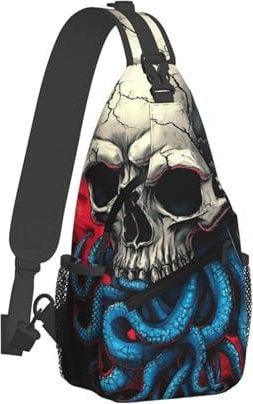 Generic Durable Sacoche Bandouliere Cr&acirc;ne abstrait Tentacules Sling Sac &agrave; Bandouli&egrave;re Casual Sling Sac &agrave; Dos pour Cyclisme Homme Femme