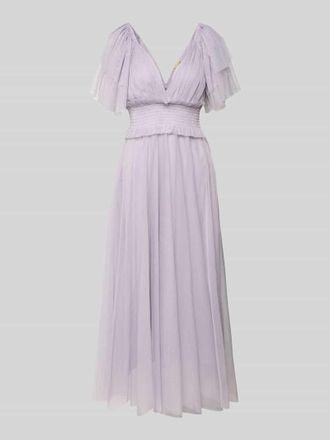 Lace & Beads Knielanges Cocktailkleid mit V-Ausschnitt