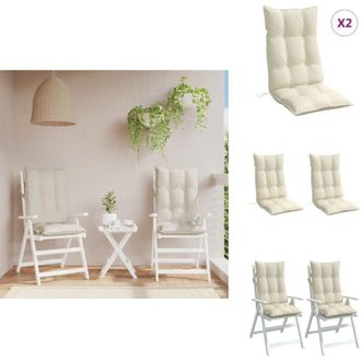 vidaXL Hochlehner-Auflagen 2 Stk. Creme Oxford-Gewebe - Hochlehner Auflagen - Gartenstuhlkissen - Oxford Stoff - Wasserabweisend - Creme
