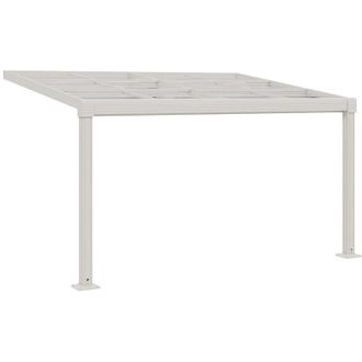 Vente-Unique Pergola adoss&eacute;e en aluminium avec toit coulissant - 12 m&sup2; - blanc - IZEDA