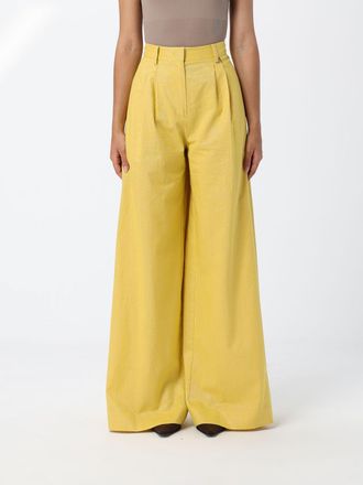 Twin-Set Pantalon palazzo taille haute en m&eacute;lange de lin et coton