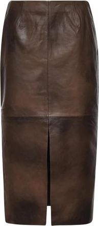 Rotate Leder-Midirock - - Skirts - Damen - Braun - M