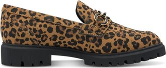 s.Oliver Damen Loafer mit Zierschnalle Elegant, Mehrfarbig (Cognac Leo), 42 EU