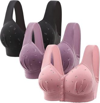 Generic Soutien-gorge confortable pour femme &acirc;g&eacute;e, soutien-gorge de sport &agrave; fermeture avant, soutien-gorge confortable et respirant, en coton, lingerie dentra