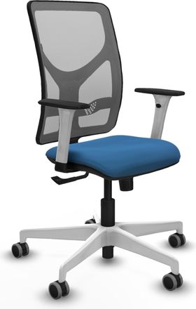 Piqueras y Crespo Schreibtischstuhl in Blau, mit wei&szlig;en und schwarzen Armlehnen, h&ouml;henverstellbare Lendenwirbelst&uuml;tze, ausgestattet mit 3 Positionen und Schneideschaum,