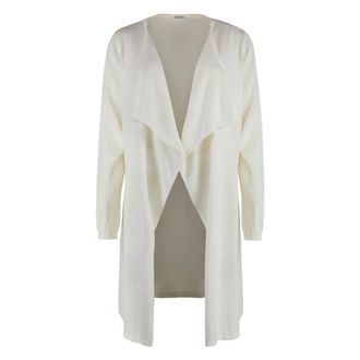 Malo Seiden Baumwolle Strickjacke Schalkragen - - Knitwear - Damen - Wei&szlig; - M