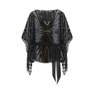 Roberto Cavalli Kaftan mit G&uuml;rtel und Allover-Print - - Blouses & Shirts - Damen - Schwarzk - L