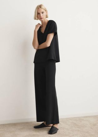 Mango T-shirt de pyjama en coton manches courtes noir - Femme - S - MANGO