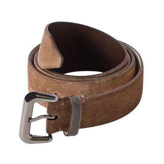 Brunello Cucinelli Ceinture en daim avec Monili - Femme - Accessoires - Brun - Taille: XL