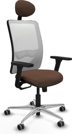 Piqueras y Crespo Zulema Center Center Stuhl mit 3D-Armen, h&ouml;henverstellbarer Lendenwirbelst&uuml;tze und festem Kopfteil, ausgestattet mit 3 Positionen, Wei&szlig;/Dunkelbraun