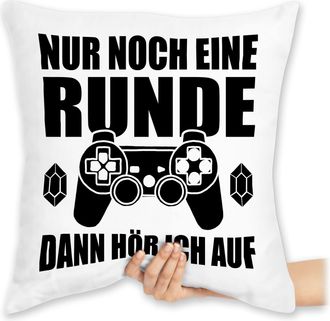Shirtracer Kissen 40x40 Zierkissen - Statement - Nur noch eine Runde Dann höre ich auf - Geschenke für Zocker Zocken Gaming Gamer Geschenkideen Sprüchen - 40 x 4