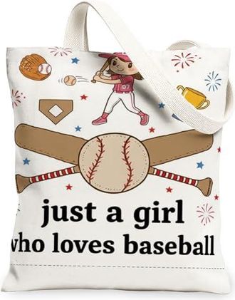 Generic Sacs fourre-tout en toile sur le th&egrave;me du baseball, design amusant et sportif, sacs &agrave; provisions l&eacute;gers et lavables, style vintage d&eacute;t&eacute;, r&eacute;utilisables