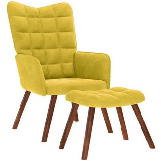 vidaXL Relaxsessel mit Hocker Gelb Samt - Vidaxl