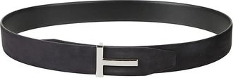 Tom Ford G&uuml;rtel - T-logo Plaque Reversible Buckle Belt Black - Gr. 100 - in Schwarz - f&uuml;r Damen