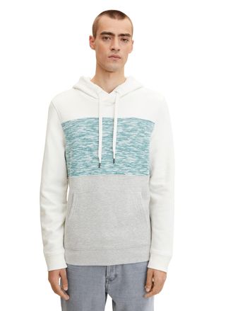 Tom Tailor Herren Hoodie im Colourblocking 1032925, 10332 - Off White, M