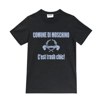 Moschino Femme, Tops, Noir, Taille: 42 FR Trash Chic T-Shirt