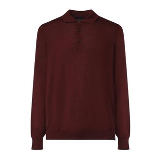 Fay Langarm-Poloshirt mit halber Knopfleiste - - Tops - Herren - Rot - XL